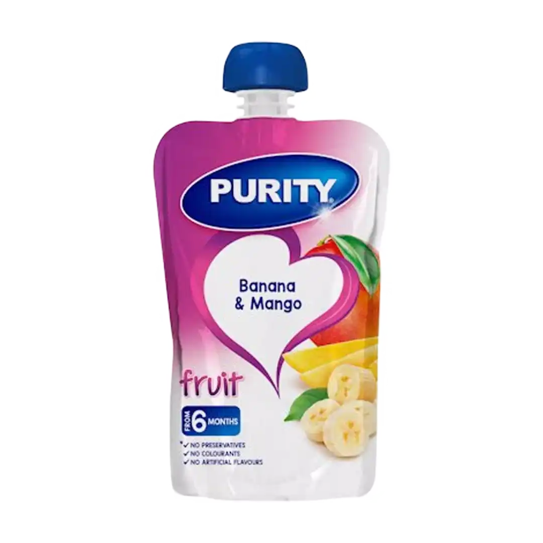 Purity 6 Months Pouch Banana Mango, 110ml